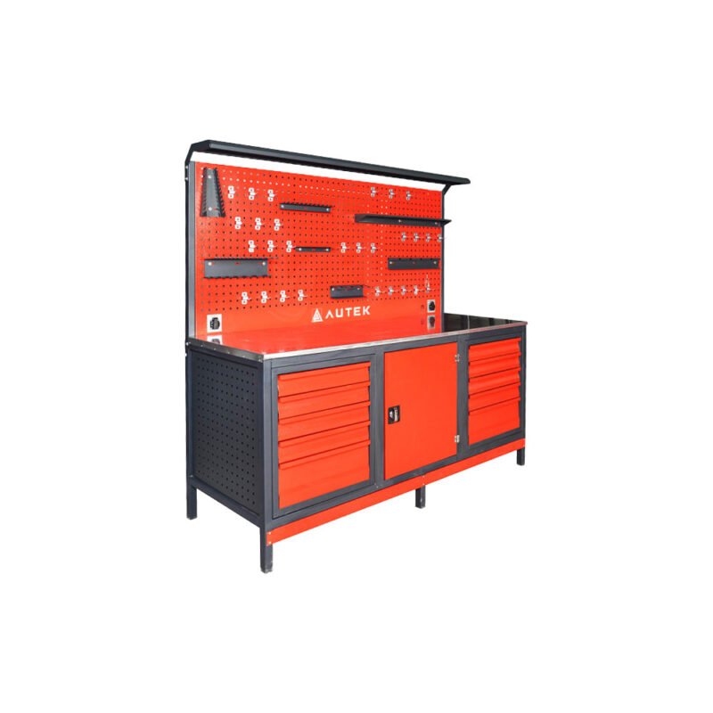 Autek Çalışma Tezgâhı 10 Çekmeceli 1 Dolaplı 2m Kırmızı - Autek ...